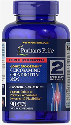 Puritan's Pride Triple Strength Glucosamine, Chondroitin & MSM Joint Soother, 90 Coated Caplets