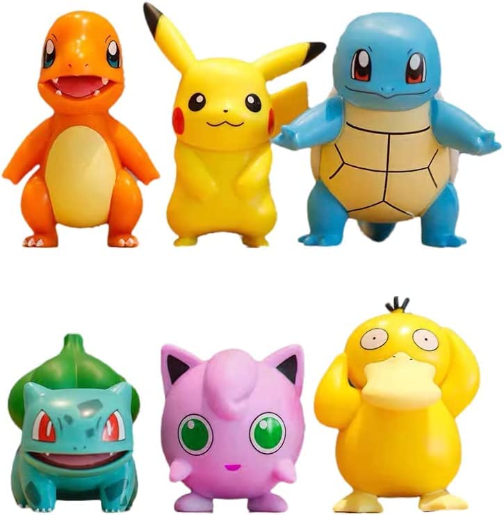 6 PCS Anime Action Figure Set Collection Pocket Monster Action Figure for Children's Toy Set Birthday Party Gift Idea Toys