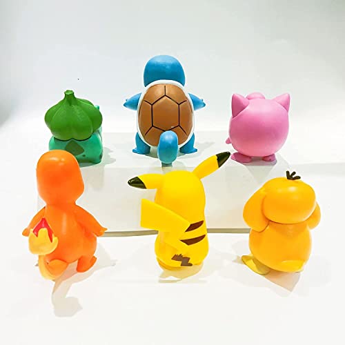 6 PCS Anime Action Figure Set Collection Pocket Monster Action Figure for Children's Toy Set Birthday Party Gift Idea Toys