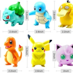 6 PCS Anime Action Figure Set Collection Pocket Monster Action Figure for Children's Toy Set Birthday Party Gift Idea Toys