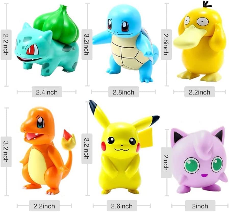 6 PCS Anime Action Figure Set Collection Pocket Monster Action Figure for Children's Toy Set Birthday Party Gift Idea Toys