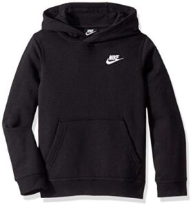 nike boy’s nsw pull over hoodie club, black/white, small