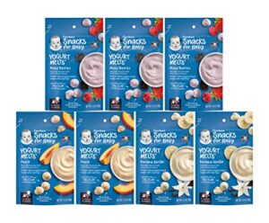 gerber yogurt melts, variety pack, mixed berry + peach + banana vanilla, 1oz (pack of 7)