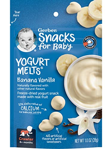 Gerber Yogurt Melts, Variety Pack, Mixed Berry + Peach + Banana Vanilla, 1oz (Pack of 7)