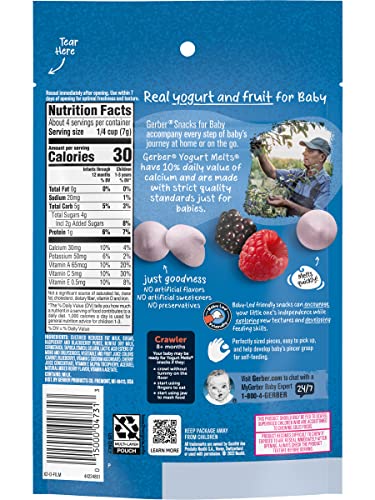 Gerber Yogurt Melts, Variety Pack, Mixed Berry + Peach + Banana Vanilla, 1oz (Pack of 7)