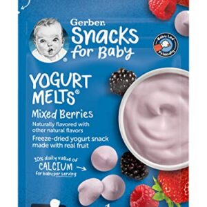 Gerber Yogurt Melts, Variety Pack, Mixed Berry + Peach + Banana Vanilla, 1oz (Pack of 7)