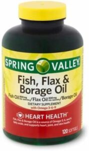 spring valley fish, flax & borage oil softgels, 120 count 120 softgels