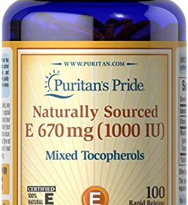 Puritans Pride Mixed Tocopherols Natural- Softgels, Vitamin E, 100 Count