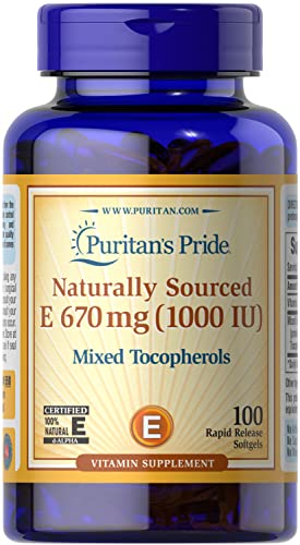 Puritans Pride Mixed Tocopherols Natural- Softgels, Vitamin E, 100 Count