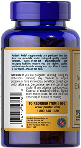 Puritans Pride Mixed Tocopherols Natural- Softgels, Vitamin E, 100 Count