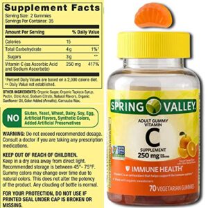 Vitamin C Gummies for Adults - Immune Support - 250 mg (70 ct) from Spring Valley + Vitamin Pouch and Guide to Supplements