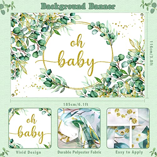 243 Pc Sage Green Baby Shower Decorations For Boy Or Girl, Rustic Gender Neutral Sage Green & White Balloon Garland Kit, Greenery BABY Boxes, Eucalyptus Oh Baby Backdrop Banner, Olive Decor, Confetti