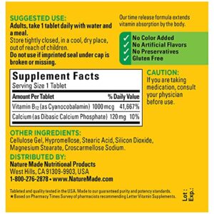 Nature Made Vitamin B12 1000 mcg Time Release Tablets, 75 Count (Packaging May Vary)