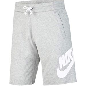 nike mens aw77 french terry alumni shorts (grey/white, large)