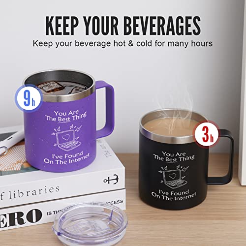 NOWWISH Romantic and Funny 14oz Black Mug for Men - Best Thing I Found on the Internet, Ideal Gift for Him, Boyfriend, Husband, on Anniversary, Birthday, Father's Day, Unique and Practical