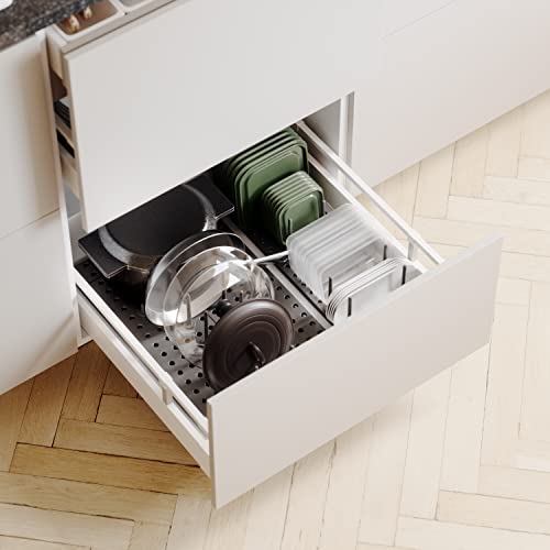 Umbra Peggy Kitchen Cupboard, Shelf and Drawer Organizer Tray - Adjustable Storage System For Food Containers, Cookware, Serveware, Utensils and More (Set of 2)