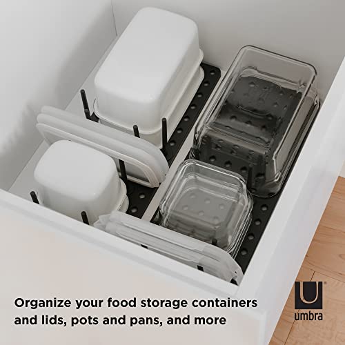 Umbra Peggy Kitchen Cupboard, Shelf and Drawer Organizer Tray - Adjustable Storage System For Food Containers, Cookware, Serveware, Utensils and More (Set of 2)