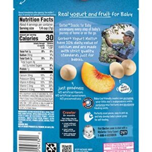 Gerber Snacks for Baby Yogurt Melts, Peach, Freeze-Dried Yogurt Snack Made with Real Yogurt & Fruit, Baby Snack for Crawlers, 1.0-Ounce Pouch (Pack of 3)