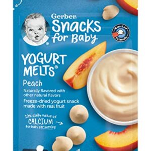 Gerber Snacks for Baby Yogurt Melts, Peach, Freeze-Dried Yogurt Snack Made with Real Yogurt & Fruit, Baby Snack for Crawlers, 1.0-Ounce Pouch (Pack of 3)