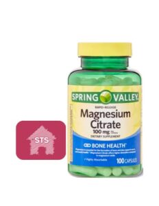 spring valley – magnesium citrate 100 mg, rapid-release, 100 capsules + sts fridge magnet.