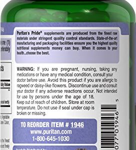 Puritans Pride Milk Thistle 4:1 Extract 1000 Mg (Silymarin) Softgels, 180 Count