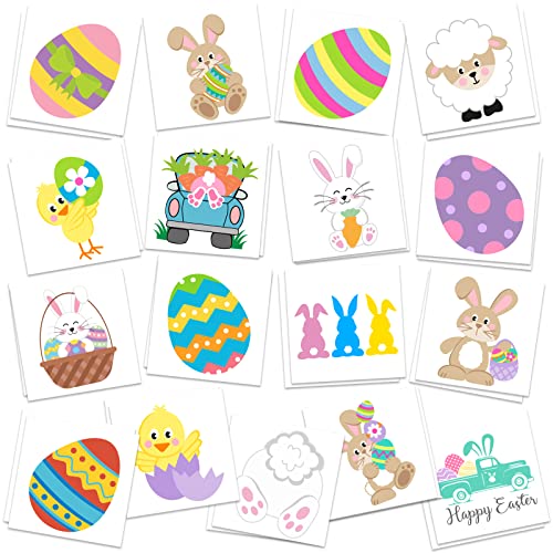 Easter Egg Fillers, 34Pcs Temporary Tattoos Easter Gifts for Kids, Removable Tattoo Easter Stickers for Easter Basket Stuffers, Toddlers Boys Girls Easter Decoration Party Favors Supplies