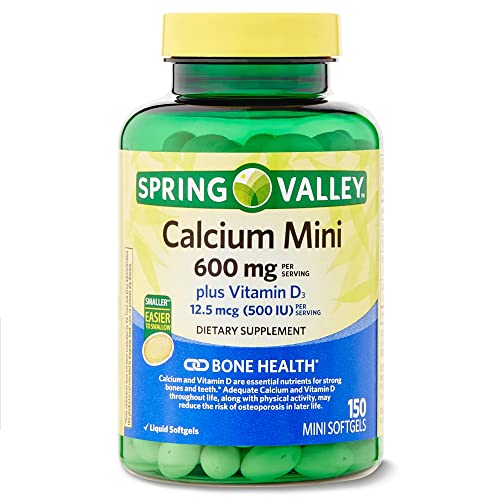 Support Bone Health with Spring Valley Calcium Plus Vitamin D3 Supplement, 150 Mini Softgels. Includes Luall Fridge Magnetic