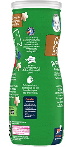 Gerber Organic for Baby Grain & Grow Puffs, Fig Berry, Non-GMO & USDA Organic Puffed Grain Snack for Crawlers, Baby-Led Friendly, 1.48-Ounce Canister (Pack of 3)