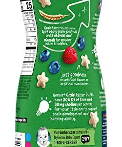 Gerber Organic for Baby Grain & Grow Puffs, Fig Berry, Non-GMO & USDA Organic Puffed Grain Snack for Crawlers, Baby-Led Friendly, 1.48-Ounce Canister (Pack of 3)