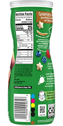 Gerber Organic for Baby Grain & Grow Puffs, Fig Berry, Non-GMO & USDA Organic Puffed Grain Snack for Crawlers, Baby-Led Friendly, 1.48-Ounce Canister (Pack of 3)