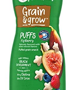 Gerber Organic for Baby Grain & Grow Puffs, Fig Berry, Non-GMO & USDA Organic Puffed Grain Snack for Crawlers, Baby-Led Friendly, 1.48-Ounce Canister (Pack of 3)