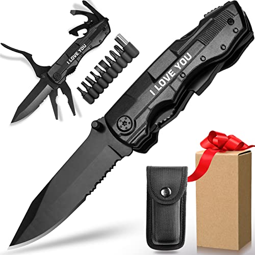 ZAVIT Gifts for Boyfriend Husband Him, Multitool Knife“I LOVE YOU”, Anniversary Unique Gifts for Him, Christmas Stocking Stuffers, Valentines Day, Birthday Gift Ideas, Boyfriend Gifts.