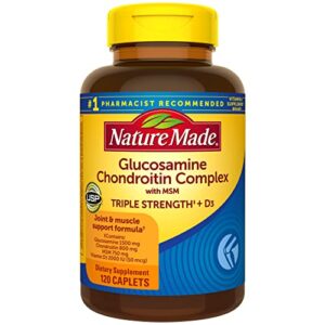 nature made glucosamine chondroitin complex with msm, dietary supplement for joint support, 120 caplets, 60 day supply