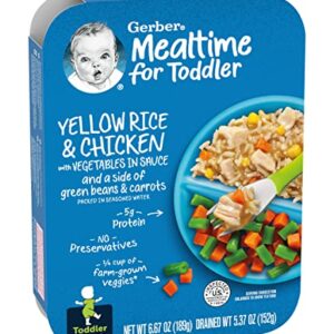 Gerber Mealtime for Toddler Yellow Rice & Chicken with Vegetables in Sauce & Side of Green Beans & Carrots, Packed in Seasoned Water, 6.67 OZ (Pack of 8)