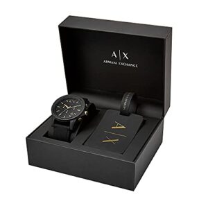 AX ARMANI EXCHANGE Men's Chronograph Black Silicone Strap & Luggage Tag Gift Set (Model: AX7105)