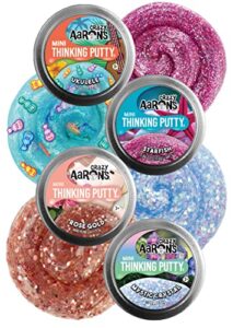 crazy aaron’s putty mini tins mystical crystal, ukulele, starfish & rose gold gift set bundle – 4 pack (13.3g each)