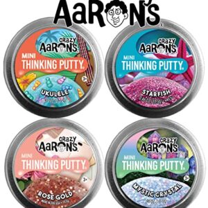 Crazy Aaron's Putty Mini Tins Mystical Crystal, Ukulele, Starfish & Rose Gold Gift Set Bundle - 4 Pack (13.3g Each)