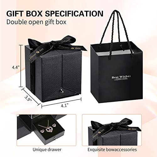 FOHEEL Birthday Gifts for Women Valentines Day Gifts Regalo de Cumpleaños Preserved Rose Love Box Regalos para Mujer Eternal Weetest Birthday Surprise Sweetest Day Gifts Jewelry Necklace Earring