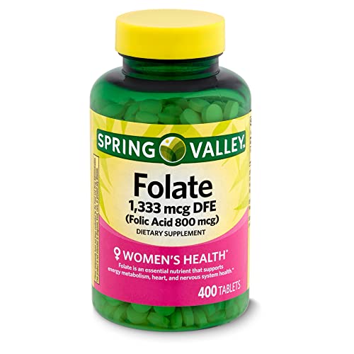 Support Your Body's Needs with Spring Valley's Folate Dietary Supplement - 1,333mcg, 400 Count. Includes Luall Fridge Magnetic