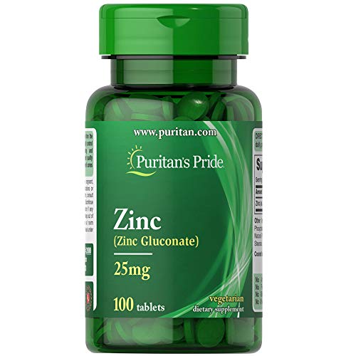 Puritan's Pride Zinc 25 Mg to Support Immune System Health Tablets, White, 100 Count