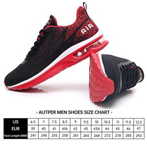 Autper Mens Air Athletic Running Tennis Shoes Lightweight Sport Gym Jogging Walking Sneakers(BlackRed Size US 11