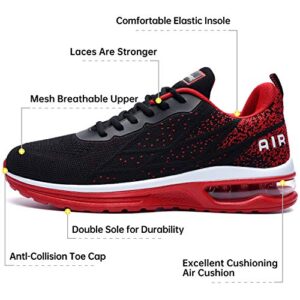 Autper Mens Air Athletic Running Tennis Shoes Lightweight Sport Gym Jogging Walking Sneakers(BlackRed Size US 11