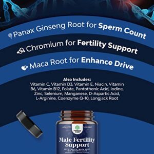 Prenatal Multivitamin Male Fertility Supplement - Mens Fertility Supplement with L-Arginine D-Aspartic Acid and Maca Root Prenatal Vitamins for Enhanced Motility Volume Potency and Fertility Support