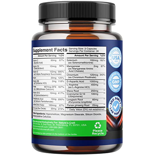 Prenatal Multivitamin Male Fertility Supplement - Mens Fertility Supplement with L-Arginine D-Aspartic Acid and Maca Root Prenatal Vitamins for Enhanced Motility Volume Potency and Fertility Support