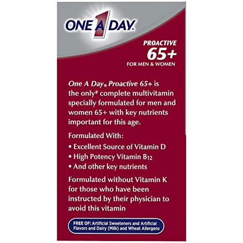 One A Day Proactive 65+, Mens & Womens Multivitamin, Supplement with Vitamin A, Vitamin C, Vitamin D, and Zinc for Immune Health Support*, Calcium, Folic Acid & more, Tablet 150 Count