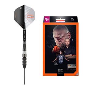 target darts rvb x echo 25g 95% tungsten swiss point steel tip darts set, black and grey (rvbxechosteel)