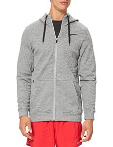 nike men’s therma full-zip training hoodie (xx-large, dark grey heather/black)