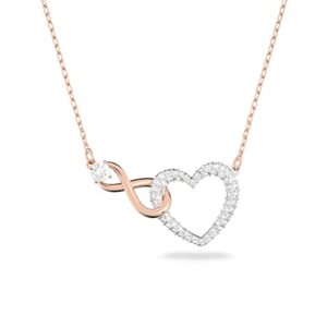 swarovski infinity heart pendant necklace, with mixed metal plated finish and clear swarovski crystal pavé