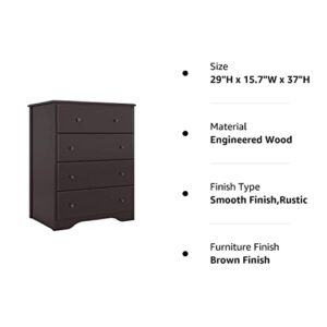 HOUSUIT Dresser with 5 Drawers, Retro Dressers for Bedroom, Wide Chest of Drawers Clothes Organizer, Wooden Nightstand for Living Room, Closet, Hallway, Dark Brown