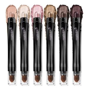 luxaza 6 pcs mauve brown neutral eyeshadow stick set, cream eye shadow pencil makeup, shimmer and matte eye pencil,brightener highlighter eyeliner crayon make up